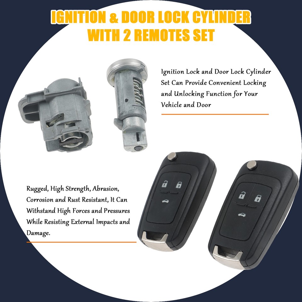Ignition & Door Lock Cylinder Set with 2 Remotes for 2012-2017 ...