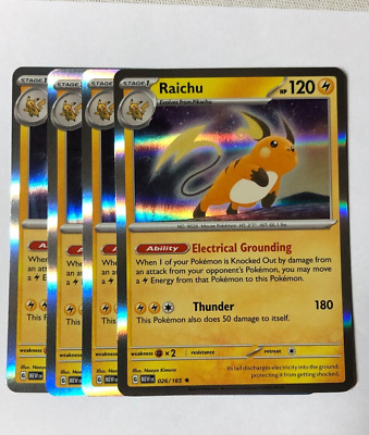 Pokemon Card 151 4x Playset Holographic Raichu 026/165 Near Mint | eBay
