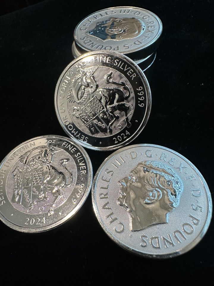 2024 Tudor Beast Seymour Unicorn Coin U.K. 2 oz .9999 FINE SILVER BU ...