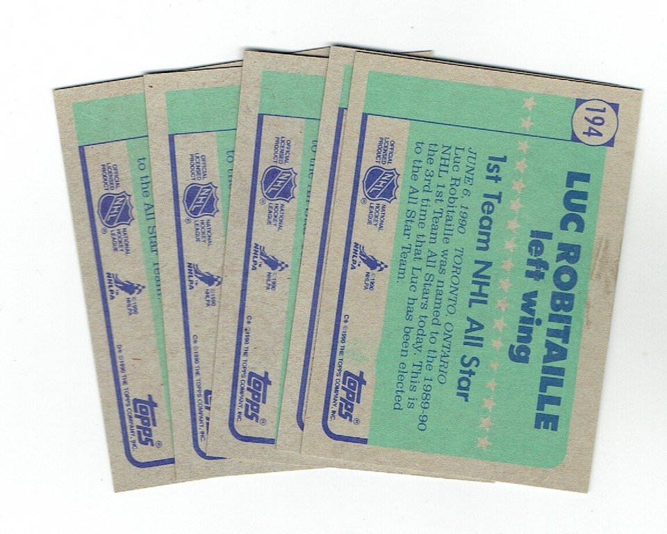 (5) LUC ROBITAILLE 1990-91 Topps Hockey ALL STAR Card Lot #194 | eBay