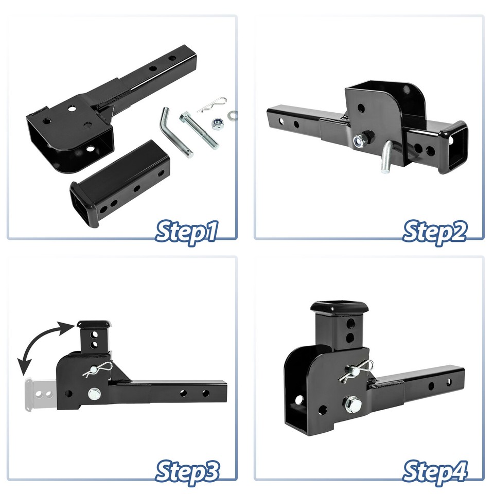 Foldable 2" Trailer Hitch Shank Mount Cargo Wheelchair Carrier Adapter ...