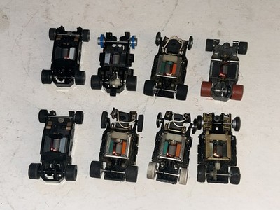 8 VINTAGE WORKING AURORA AFX G-PLUS & TYCO PRO PARTS CHASSIS RIMS TIRES ...