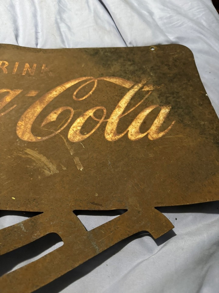 Rare Antique 1946 Coca Cola Yellow Dot Flange Sign | eBay