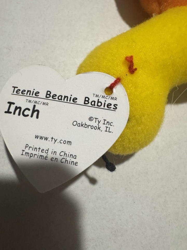 TY Teenie Beanie Baby Inch the Inchworm Toy - with tag plush- 1993 ...