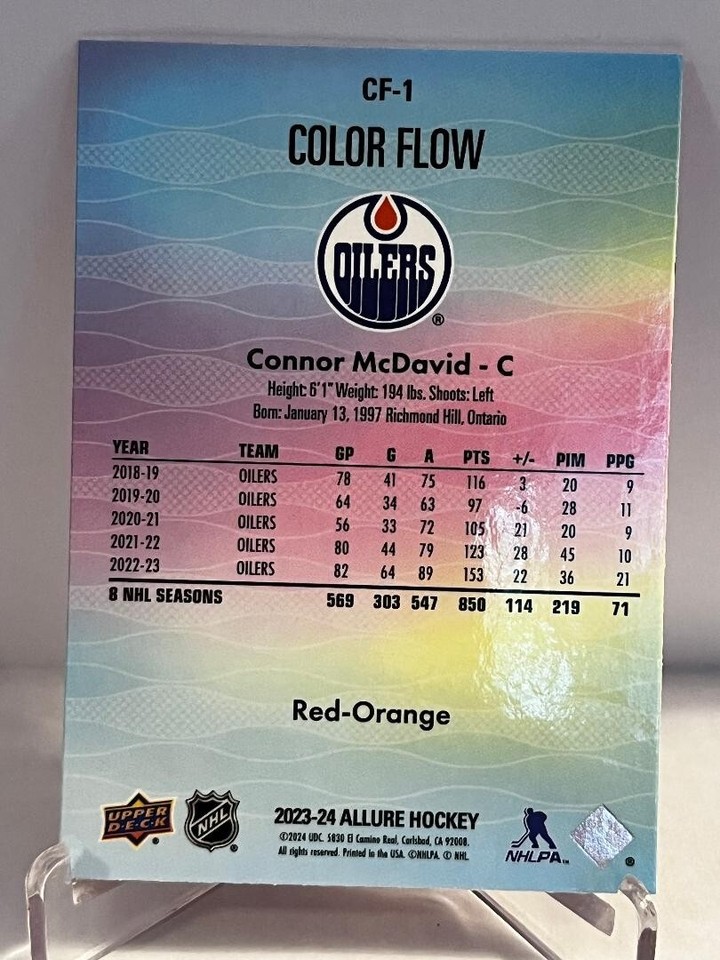 Connor McDavid 2023-24 Upper Deck Allure Color flow Red/Orange Parallel ...