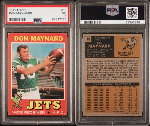 1971 Topps - DON MAYNARD - Card #19 - NEW YORK JETS PSA 3 | eBay