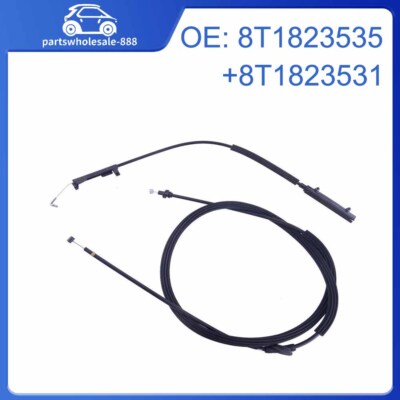 Rear+Front For Audi A4 A5 Hood Latch Release Cable Line Lock 8T1823535 ...