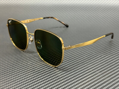 RAY BAN RB3713D 001 9A Gold Green Polarized Unisex 57 mm Sunglasses | eBay