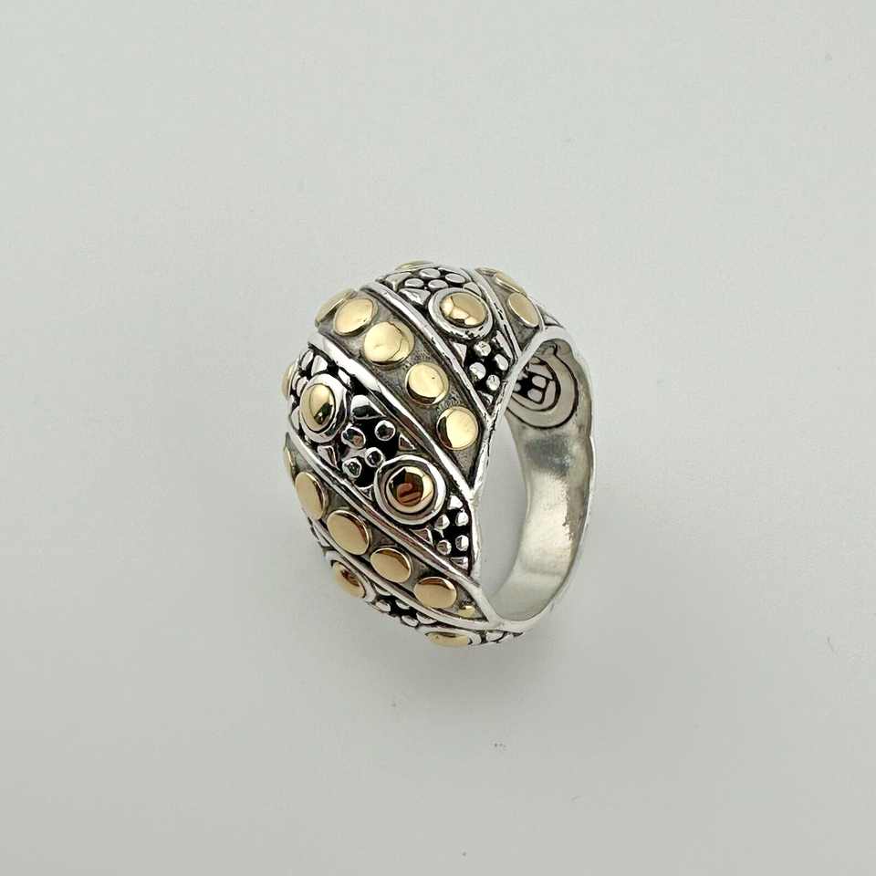 John Hardy Sterling Silver 18K Yellow Gold Jaisalmer Dots Dome Ring | eBay