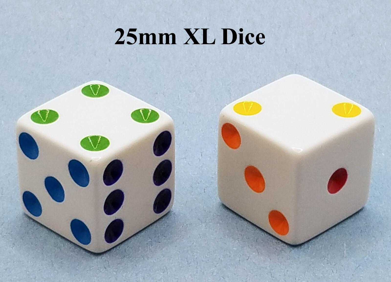 2 Dice Less Than 1-Inch or ~25mm White Dice Rounded Edges Sunk ...