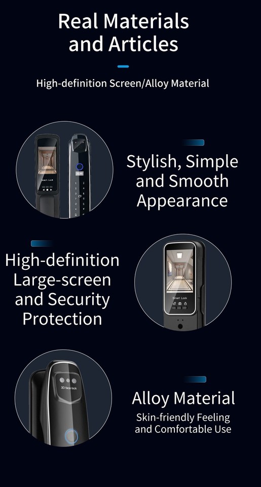 3D Smart Door Lock Face Recognition Camera Finger Print Password ...