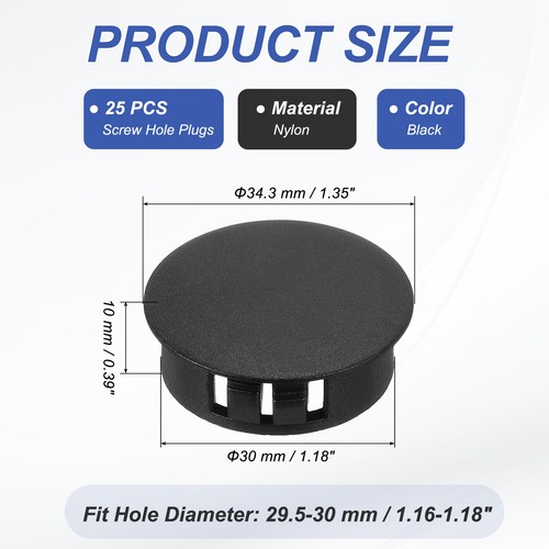 25 Pcs 30mm/1-3/16" Plastic Hole Plugs, Flush Type Round Plug Black | eBay