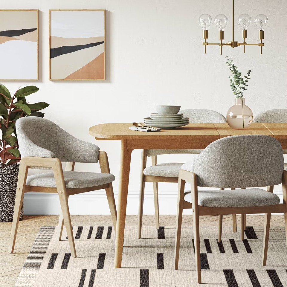Ingleside Open Back Upholstered Wood Frame Dining Chair Cream/Natural ...
