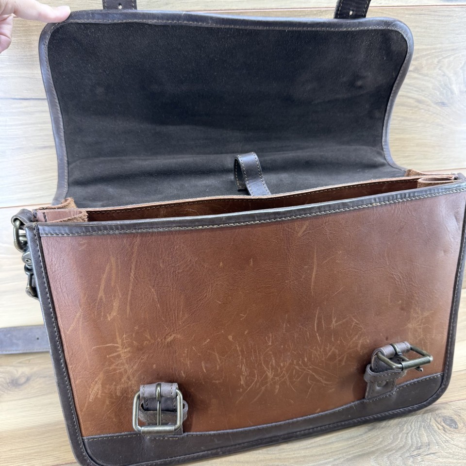 Buffalo Jackson Denver Leather Belted Briefcase Cowhide Leather ...