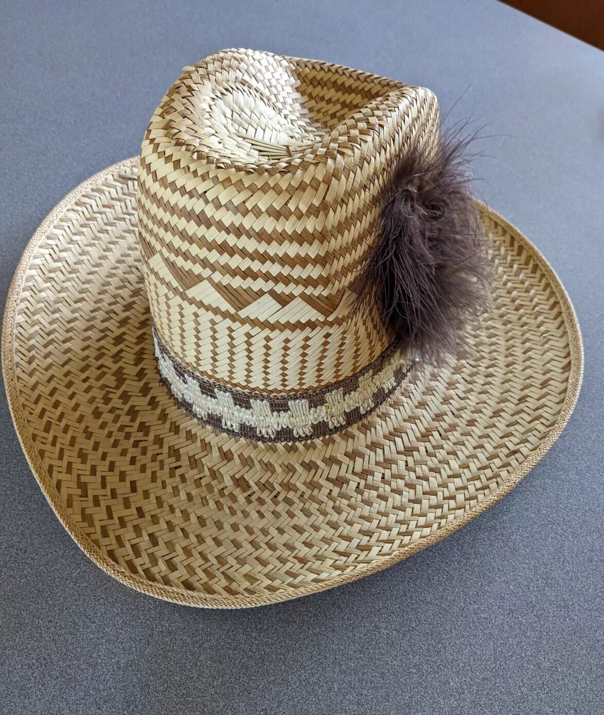 Vtg Authentic Mexican 2-Tone Palma Straw Sombrero Hat… - Gem