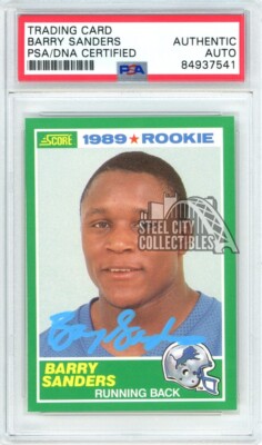 Barry Sanders 1989 Score Autograph Rookie Card #257 PSA/DNA (Light Blue ...