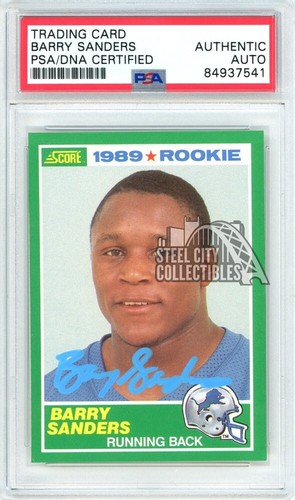 Barry Sanders 1989 Score Autograph Rookie Card #257 PSA/DNA (Light Blue ...
