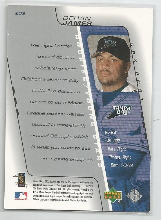 2001 Upper Deck SPx Rookies & Young Stars Delvin James Rookie #'d /1500 ...