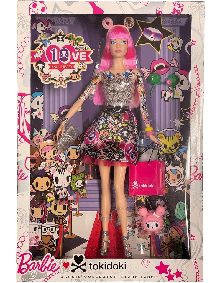 MATTEL 2015 BARBIE TOKIDOKI 10TH ANNIVERSARY BLACK LABEL PINK HAIR NEW ...