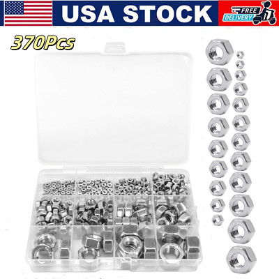 370PCS Stainless Hex Nuts Assortment Kit, M2-M12 Assorted Hex Nuts Set | eBay