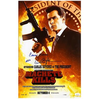 Charlie Sheen Signed "AKA Carlos Estevez" Inscription Machete Kills ...