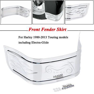 1980 - 2013 CHROME METAL FRONT FENDER FLAME FLAMES SKIRT FOR HARLEY ...