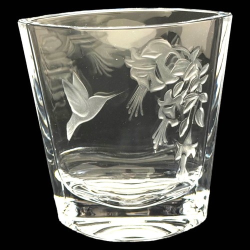 Teleflora HUMMINGBIRD & FLOWERS Clear 24% Lead Crystal EMBOSSED Vase ...