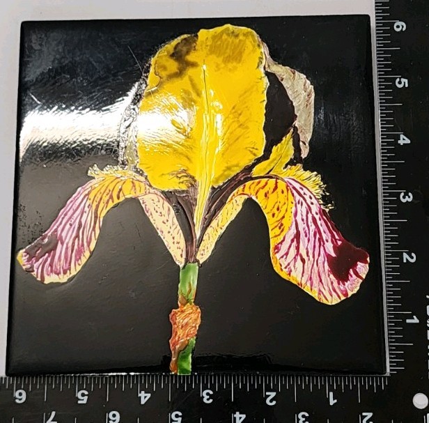 Vintage Jaye Hand Painted Ceramic Tile Iris Flower Art 6” Trivet Plaque ...