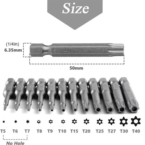 Security Torx Bit Set+Hex Key Allen Bit Set-For Power Drill&Impact ...