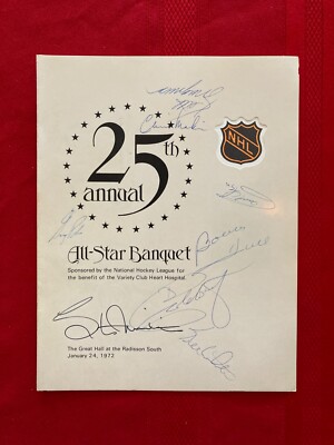 1972 NHL All-Star Game Banquet program / Signed / Goldsworthy / Hull ...