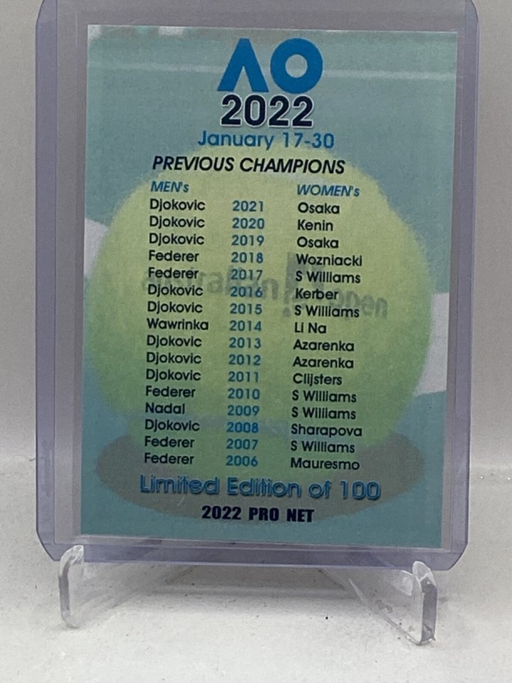 Daniil Medvedev 2022 Australian Open Pro Net /100 | eBay