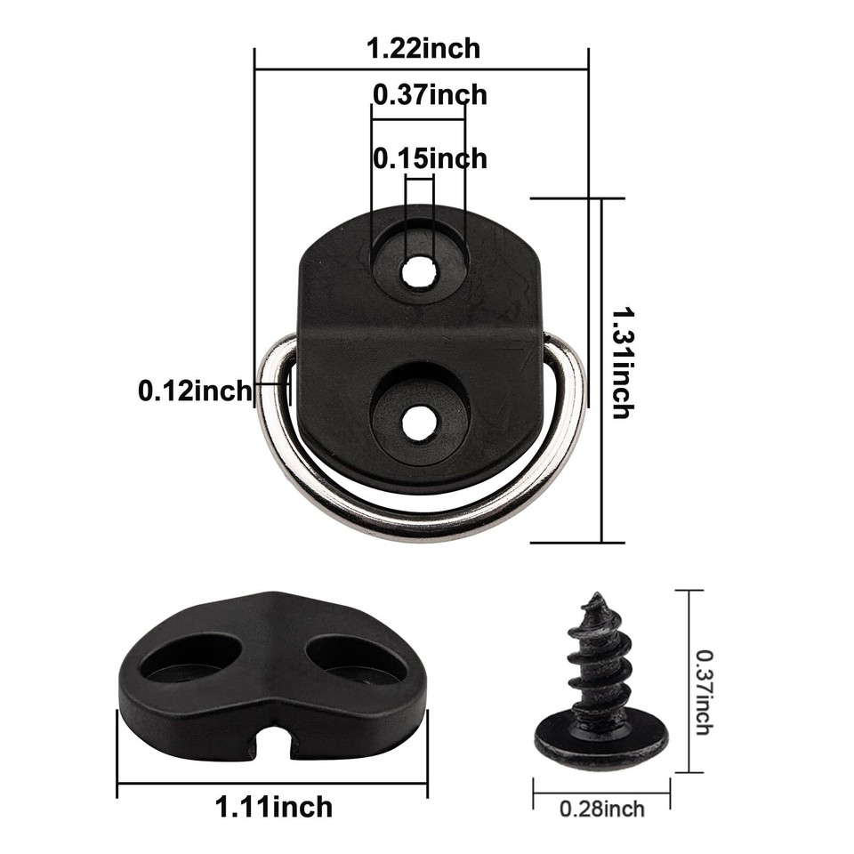 6 Pcs D-Ring Tie Downs Small D-Rings Anchor Lashing Ring Cargo Net Tie ...