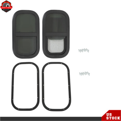 2PCS RV Vertical Slide Window 12"W x 22"H w/ Trim Ring & Screen Cargo ...