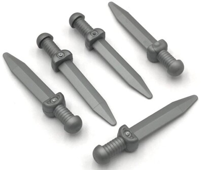 Lego 5 New Flat Silver Minifigure Weapon Swords Roman Gladius ...