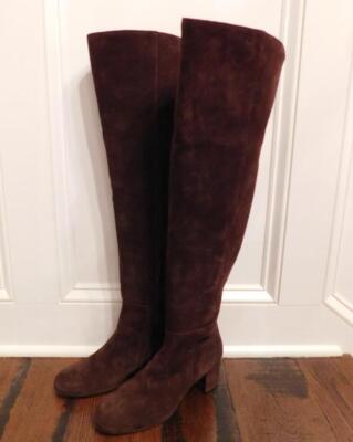 JCrew $348 Suede over the knee boots F8009 6 deep maple brown | eBay