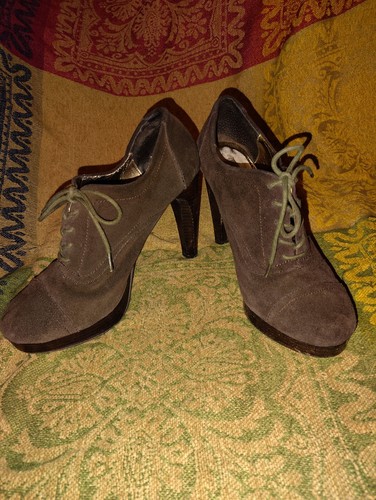 Vintage Spiegel Oxford Leather Boots Lace Up Ankle Expresso 5in Heel ...