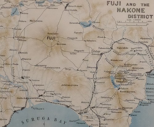 1907 JAPAN JAPANESE TOURIST MAP ~ FUJI & HAKONE DISTRICT ODAWARA NUMAZU ...