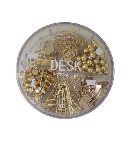Gold Binder Clips and Paper Clips Push Pins Tacks Sets, Total 220PCS ...