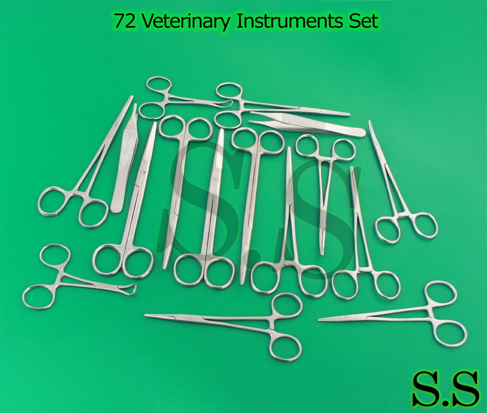 72 Veterinary Instruments set Surgical Medical Spay Pack Forceps ...
