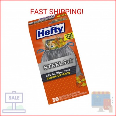 Hefty SteelSak Heavy Duty Large Trash Bags, Gray, Unscented, 39 Gallon ...