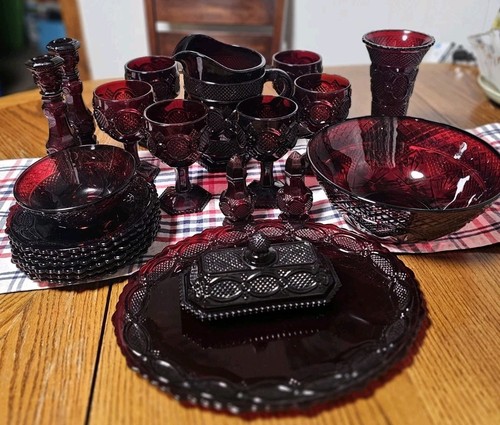 Vintage Avon Cape Cod Ruby Red Dish Collection - EUC 23 Pieces | eBay