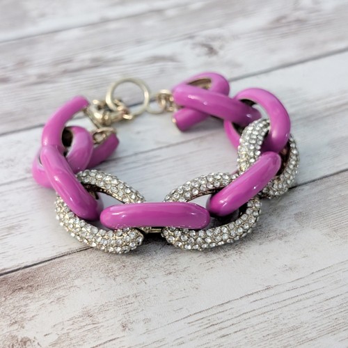 Bright Pink Chain Link Statement Bracelet | eBay