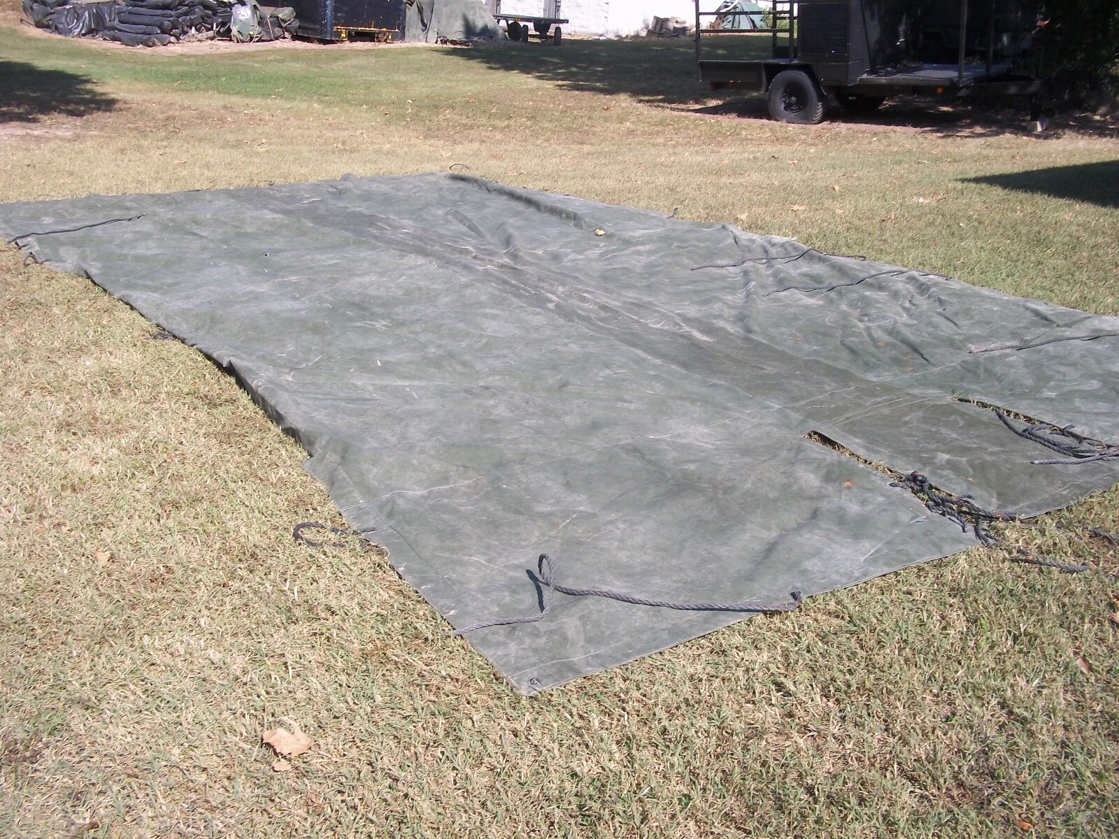 MILITARY TRUCK M1077 FLATRACK COVER 12 X 24 FT TARP TAN-GREEN 2540-01 ...