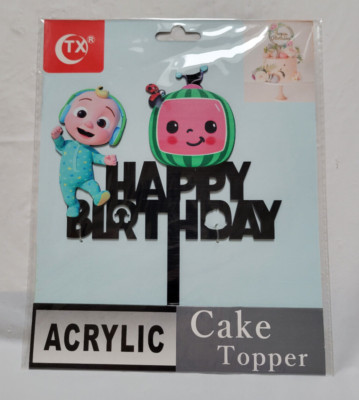 TX Coco-melon Acrylic Cartoon Happy Birthday Cake Topper | eBay
