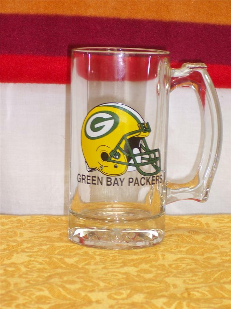 Green Bay Packers STEIN Beer TANKARD 12 Ounce Glass MUG Helmet Logo NFL ...