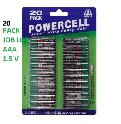 Powercell 20 Pack AAA VALUE PACK Batteries Heavy Duty Remote TOYS WALL ...