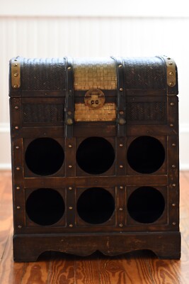 Steamer trunk wood wine chest for 6 bottles with storage space. Pier 1 ...