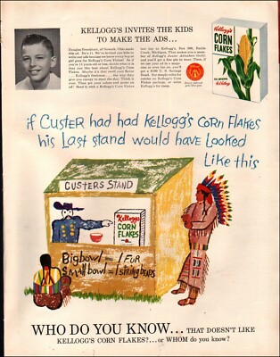 1952 Vintage ad Kellogg's Corn Flakes Kid's Ad Custers Stand 06/15/23 ...