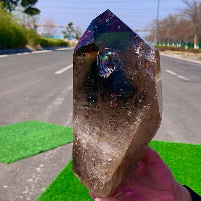 8.23LB Natural green ghost smokey quartz cluster crystal mineral ...