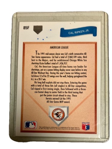 1991 UD Final Edition CAL RIPKEN JR All-Star MVP Card #85F Baltimore ...